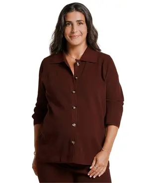NOM MATERNITY Thomasine Nursing Sweater Cardigan - Chocolate