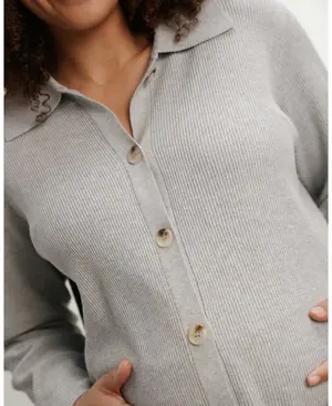 NOM MATERNITY Thomasine Nursing Sweater Cardigan - Heather Grey