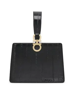 FERRAGAMO Eel Leather Clutch With Gancini Clasp - Black