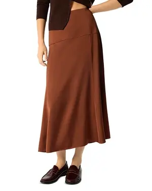 Whistles Panel Waist Satin Midi Skirt