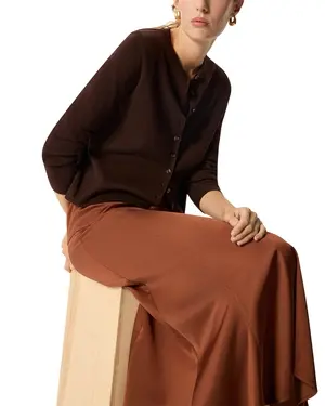 Whistles Panel Waist Satin Midi Skirt