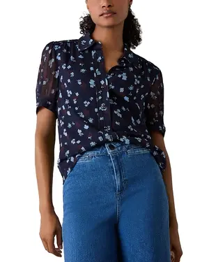 Whistles Mixed Dot Flower Print Shirt - Navy/multi
