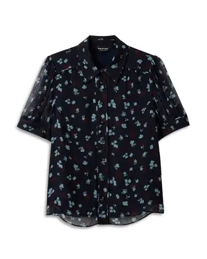 Whistles Mixed Dot Flower Print Shirt