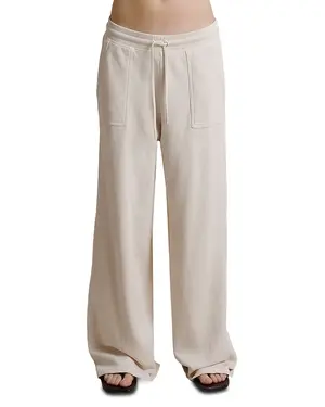 PERFECTWHITETEE Noa Cotton French Terry Wide Leg Sweatpants - Sugar