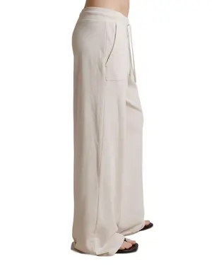 PERFECTWHITETEE Noa Cotton French Terry Wide Leg Sweatpants - Sugar