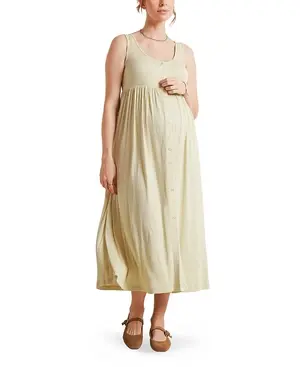 NOM MATERNITY Ribbed Modal Henley Maternity & Nursing Dress