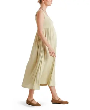 NOM MATERNITY Ribbed Modal Henley Maternity & Nursing Dress