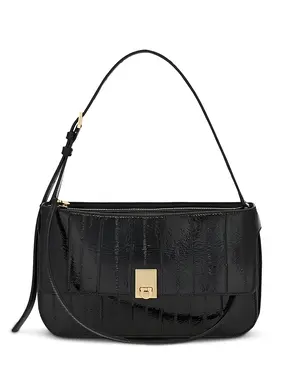 FERRAGAMO Cara Eel Leather Shoulder Bag - Black