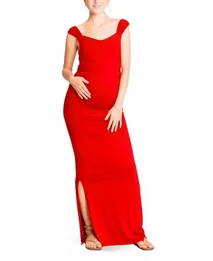 NOM MATERNITY Zoey Body-con Maxi Dress With Sweetheart Neckline