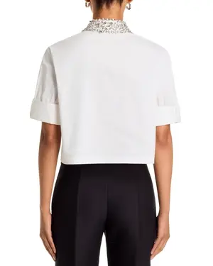 TOCCIN Zadie Embellished Cropped Shirt