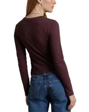 PERFECTWHITETEE Jamie Cotton Long Sleeve Tee - Cherry Lacquer