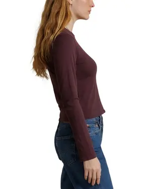 PERFECTWHITETEE Jamie Cotton Long Sleeve Tee - Cherry Lacquer