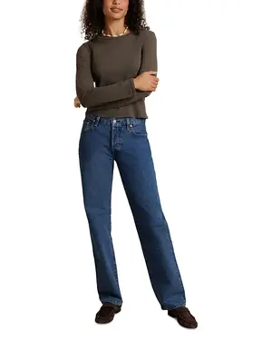 PERFECTWHITETEE Jamie Cotton Long Sleeve Tee - Dark Olive
