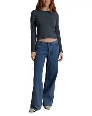 PERFECTWHITETEE Jamie Cotton Long Sleeve Tee - Turbulence