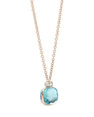 Pomellato 18k White & Rose Sky Blue Topaz And Diamond Pendant Necklace - Gold