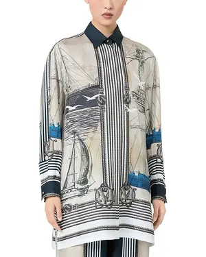 Max Mara Printed Silk Shirt - Stone