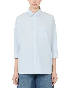 Max Mara Wkdgiralda Three Quarter Sleeve Shirt - Light Blue