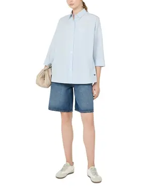 Max Mara Wkdgiralda Three Quarter Sleeve Shirt - Light Blue