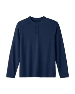 RHONE Waffle Tech Classic Henley Shirt - True Navy