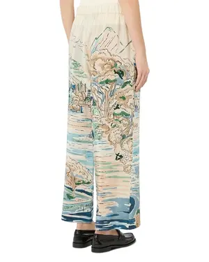 Max Mara Silk Printed Ankle Trousers