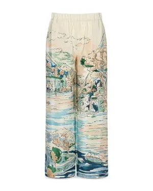 Max Mara Silk Printed Ankle Trousers