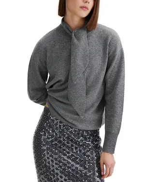 Marella Wool Cashmere Scarf Sweater - Medium Grey
