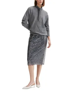 Marella Wool Cashmere Scarf Sweater - Medium Grey