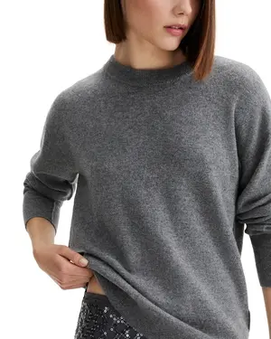 Marella Wool Cashmere Scarf Sweater - Medium Grey