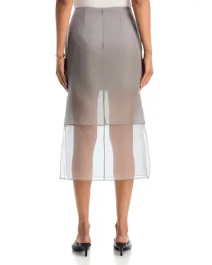 Brandon Maxwell Brett Silk Sheer Overlay Pencil Skirt