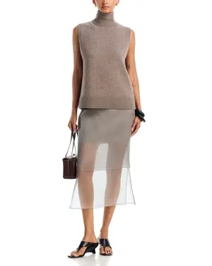 Brandon Maxwell The Bruno Wool & Cashmere Sleeveless Sweater - Truffle