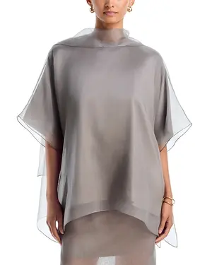 Brandon Maxwell The Cali Silk Organza Blouse - Smoke