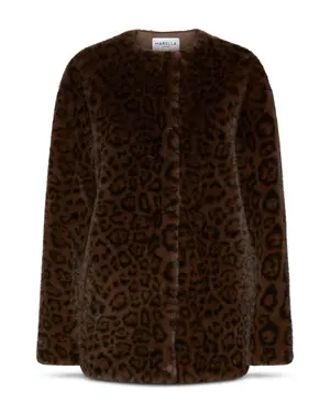 Marella Faux Fur Jacket With Leopard Print