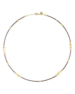 ANABEL ARAM Milos Beaded Necklace, 16-17 - Gold/leather