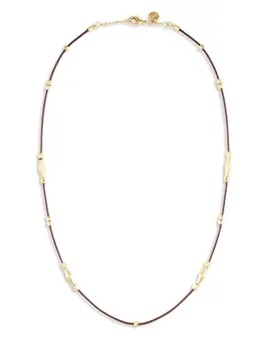 ANABEL ARAM Milos Beaded Necklace, 16-17 - Gold/leather
