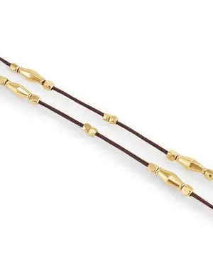 ANABEL ARAM Milos Beaded Necklace, 16-17 - Gold/leather