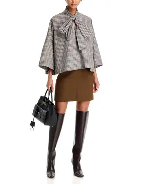 Essentiel Antwerp Plaid Bow Detail Top With Rhinestones