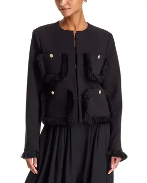 Essentiel Antwerp Kinetic Fringed Jacket - Black
