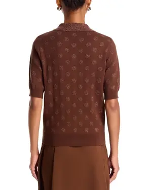 Essentiel Antwerp Polka Dot Metallic Knit Polo Shirt