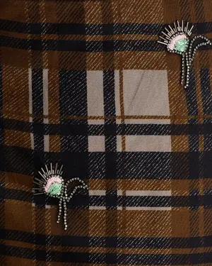 Essentiel Antwerp Embellished Plaid Mesh Skirt