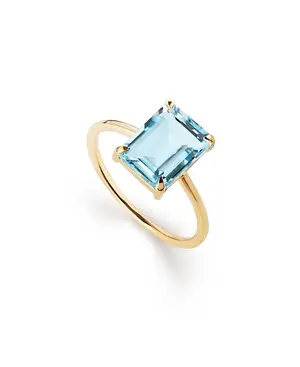 ANA LUISA Solid Yellow Gold Topaz Spritz Ring - Blue