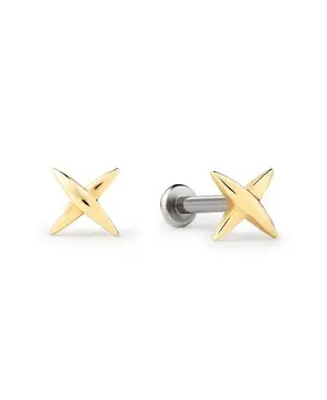 ANA LUISA Solid Yellow X Flatback Studs - Gold