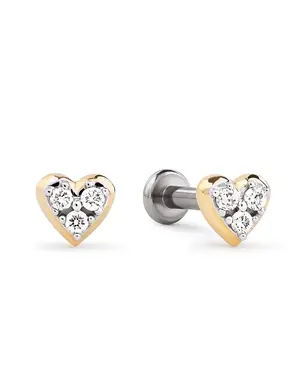 ANA LUISA Solid Yellow Lab-grown Diamond Heart Flatback Studs - Gold