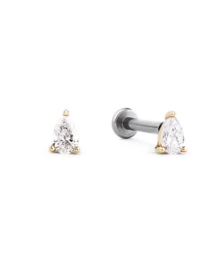 ANA LUISA Solid Yellow Lab-grown Diamond Pear Flatback Studs - Gold