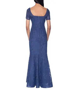 Shani V-neck Lace Gown With All Over Crystals