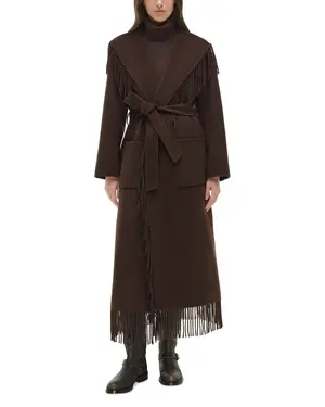 Simkhai Carrie Fringe Trim Belted Coat
