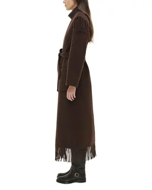 Simkhai Carrie Fringe Trim Belted Coat