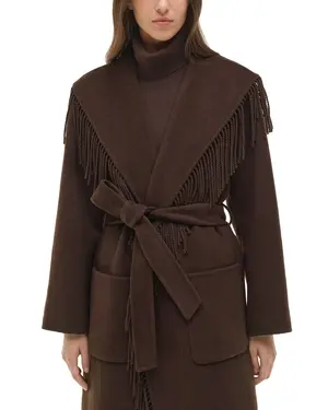 Simkhai Carrie Fringe Trim Belted Coat