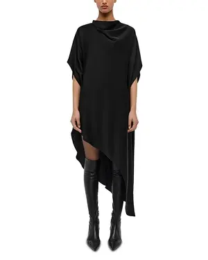 Simkhai Sadia Satin Mini Cape Dress - Black