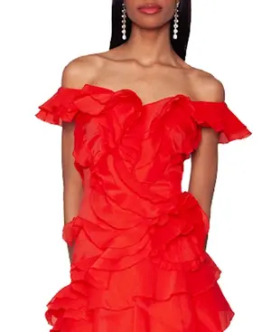 Shani Tiered Ruffle Gown - Red