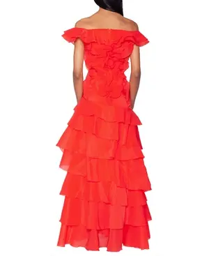 Shani Tiered Ruffle Gown - Red